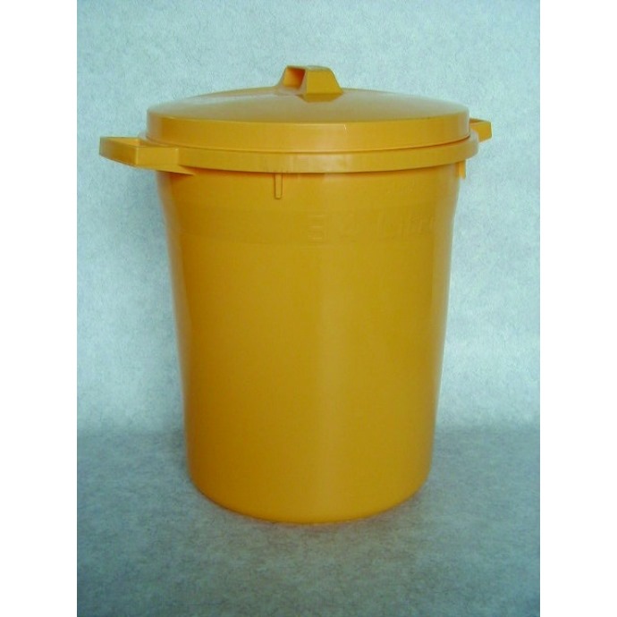 Yellow Plastic Dustbin c/wLid